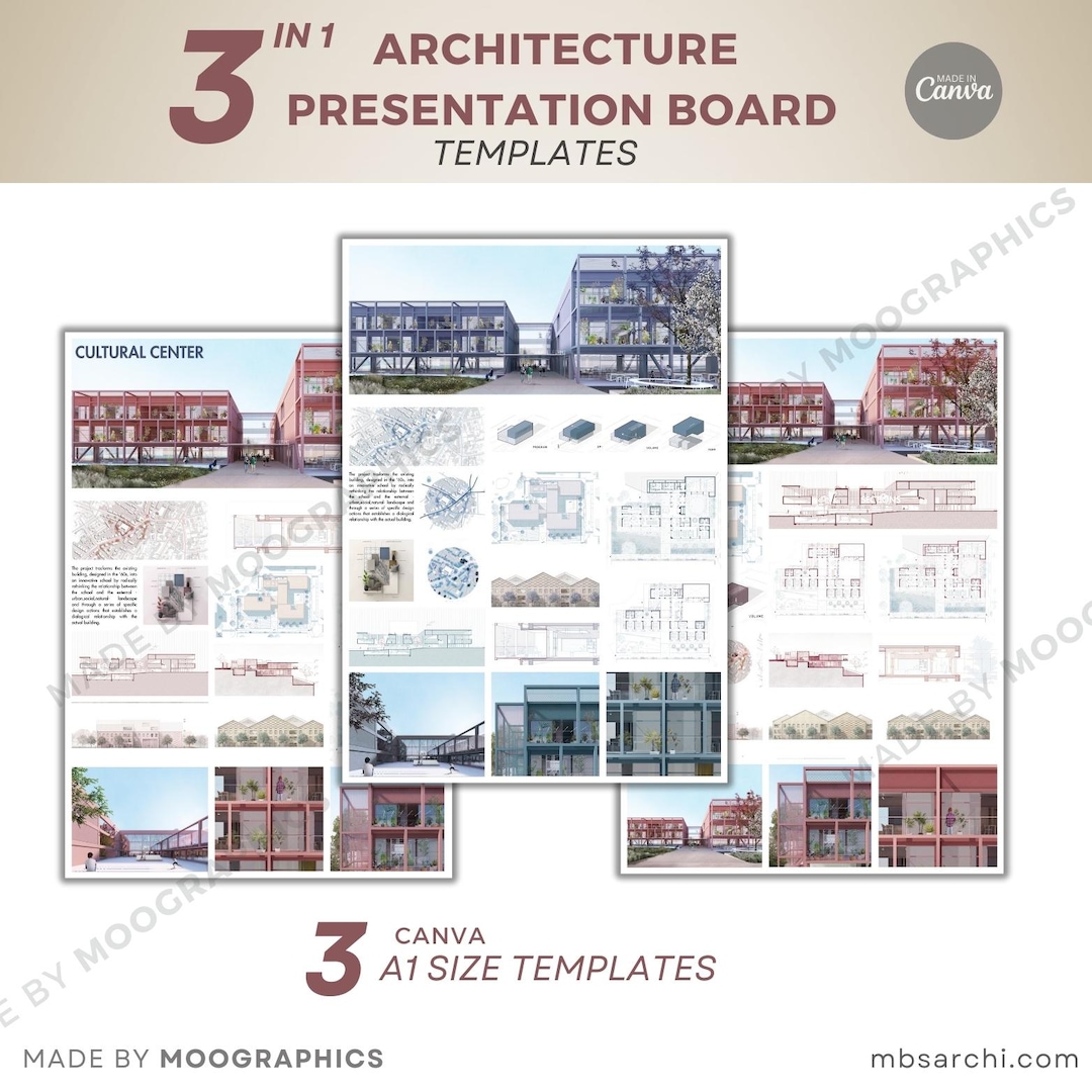 Architecture Presentation Board Template: Editable A1 Canva Layout - Etsy