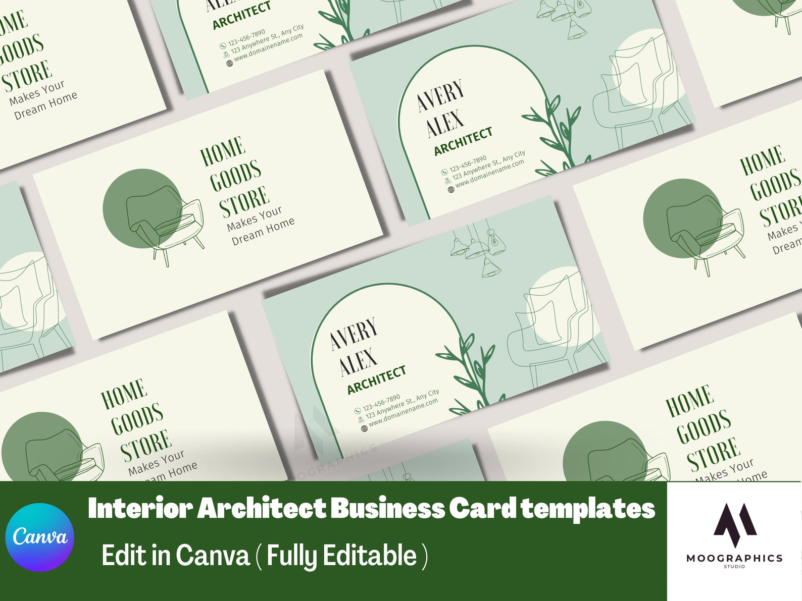 Interior Designer Business Card Template: Architect Canva Design ...