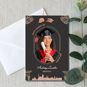 Architect Graduation Card | Elegant Graduation Canva Design | Editable ...
