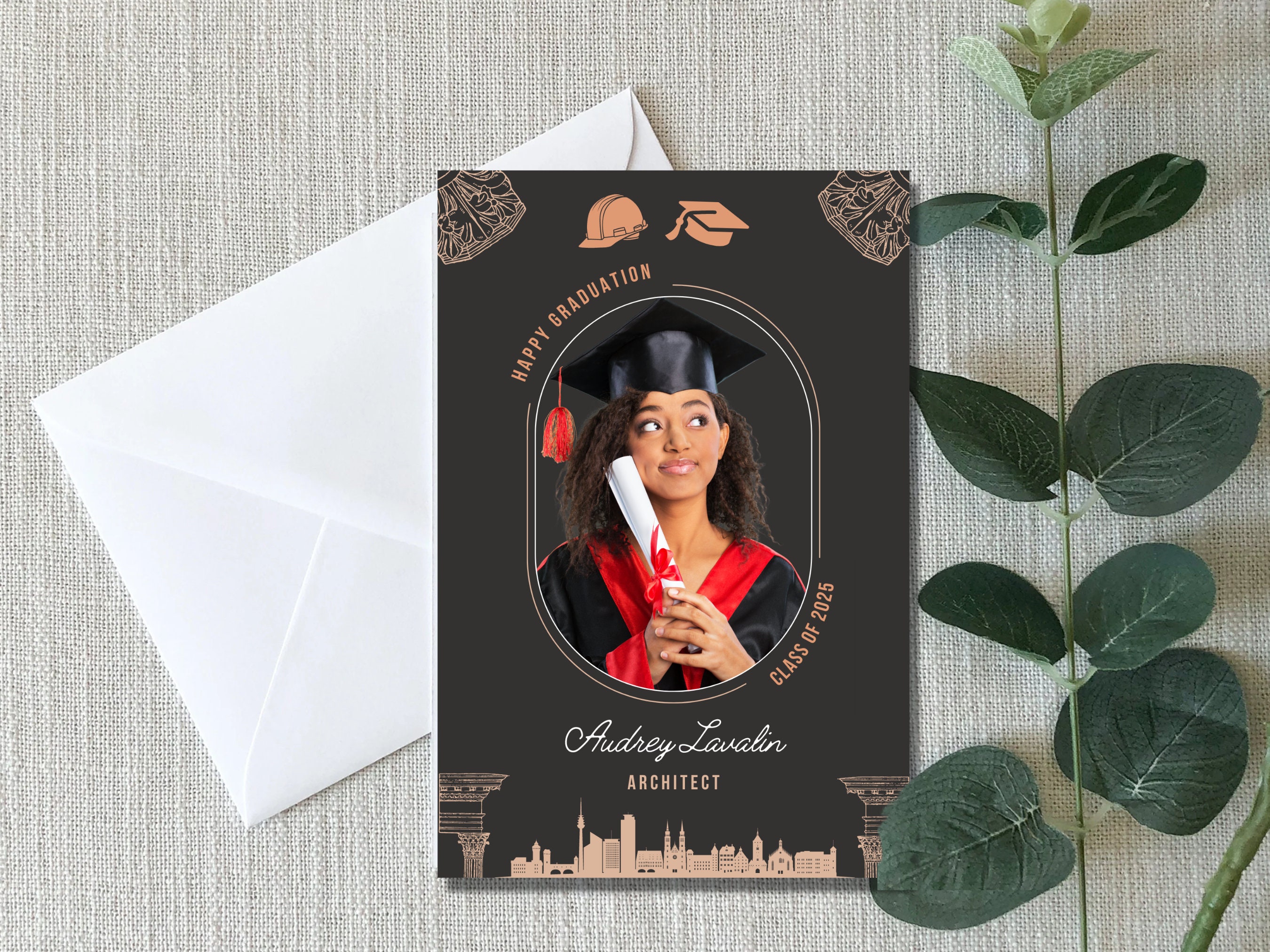 Architect Graduation Card | Elegant Graduation Canva Design | Editable ...