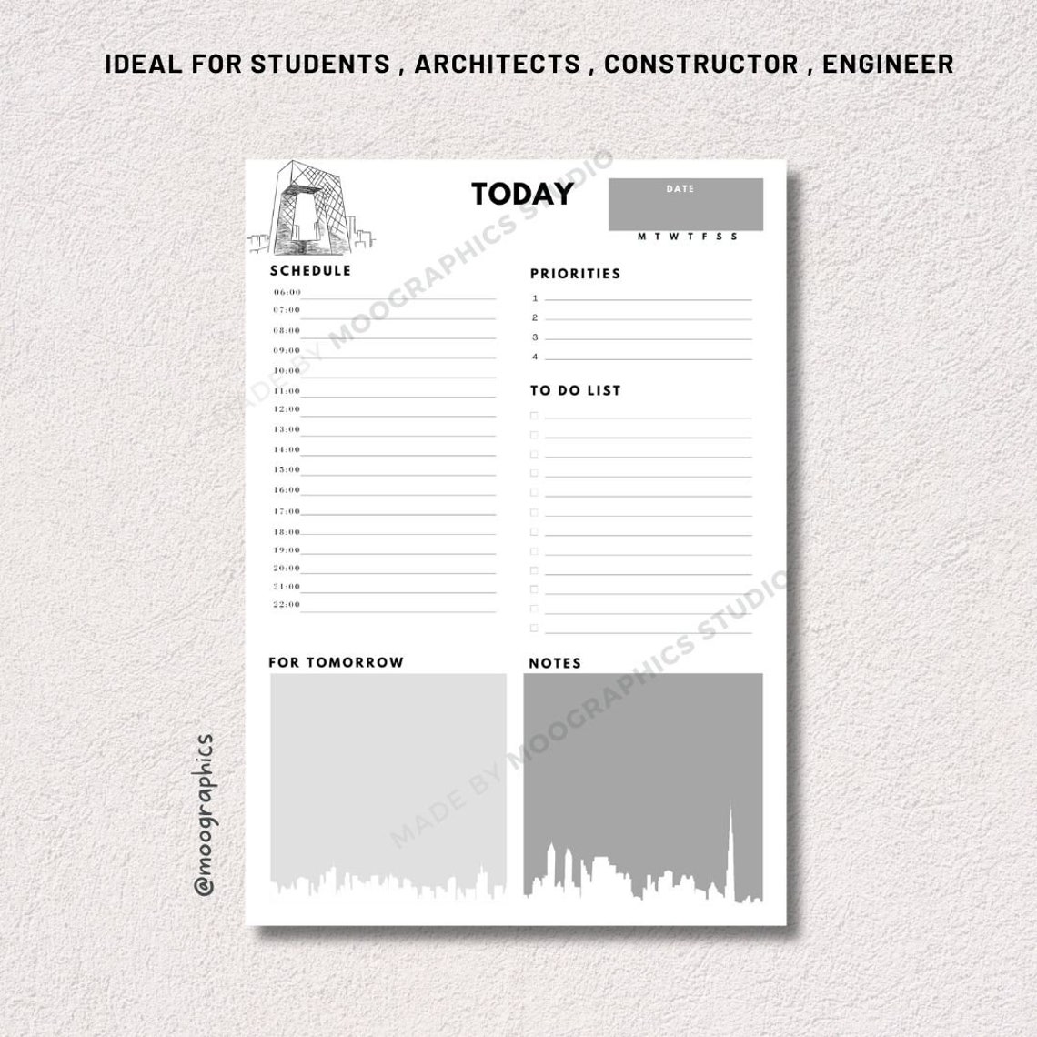 Daily Planner Printable, Undated Daily to Do List Architect ...
