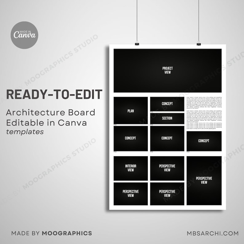 A1 Architecture Presentation Board Template: Editable Canva Layout ...