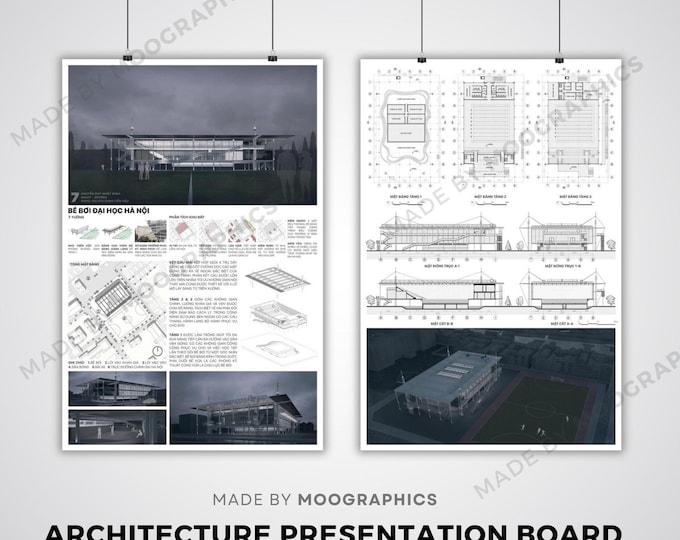 A1 Architecture Presentation Board Templates: Canva Layouts (digital ...