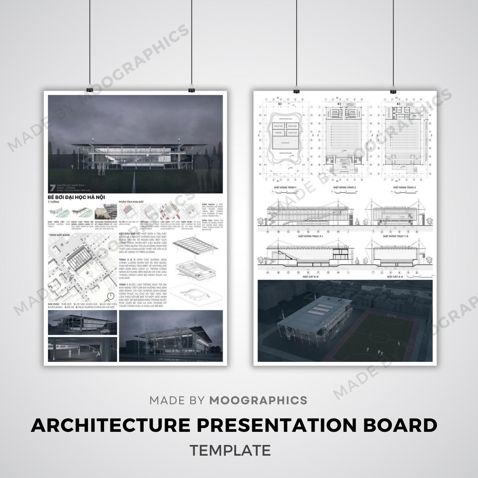 A1 Architecture Presentation Board Templates: Canva Layouts (digital ...