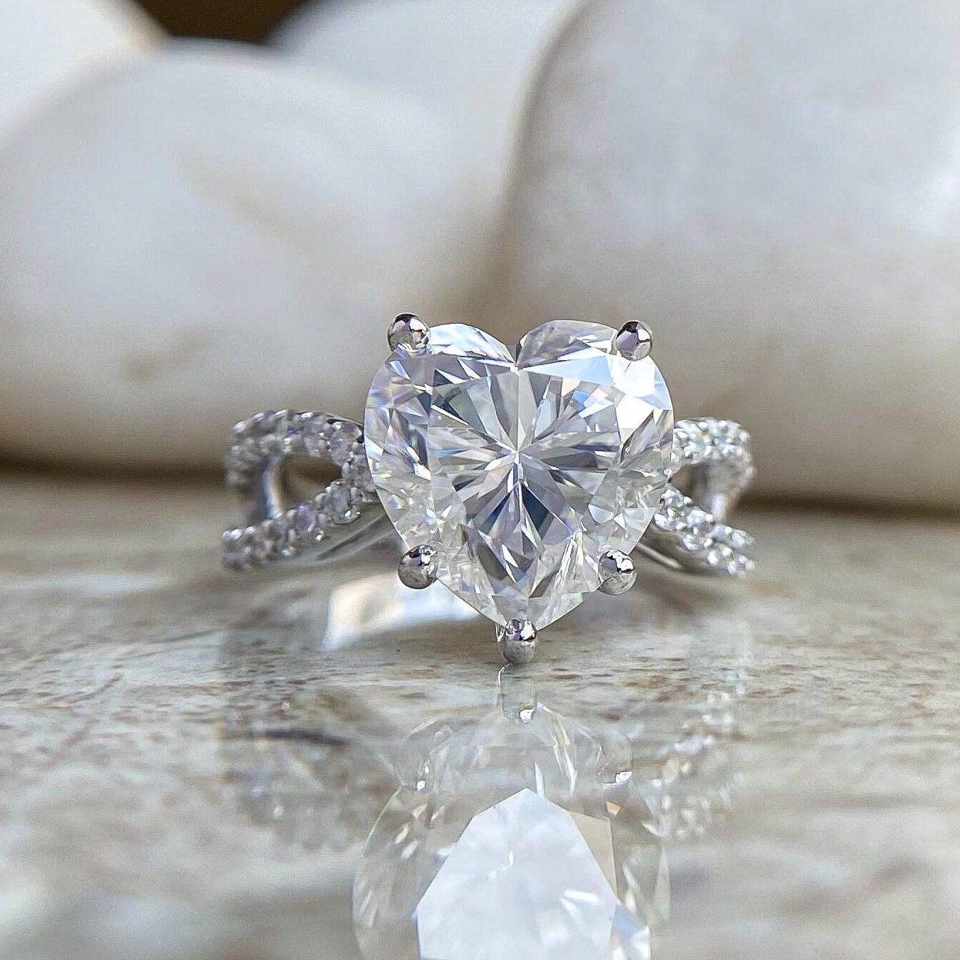 3 00ct Heart Engagement Ring Infinity Heart Rose Gold Ring Etsy