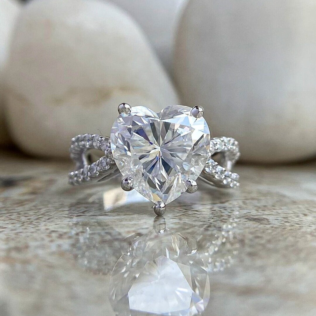 3.00ct Heart Engagement Ring Infinity Heart Rose Gold Ring - Etsy