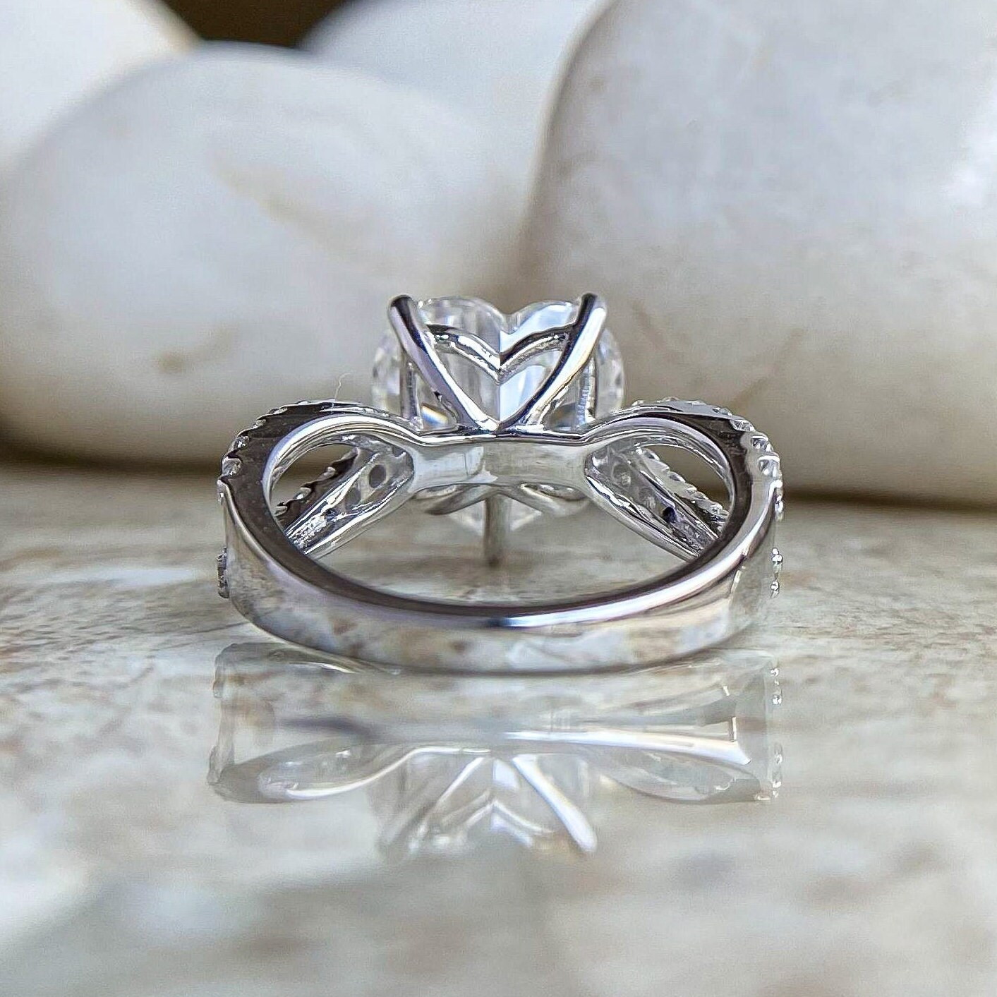 3 00ct Heart Engagement Ring Infinity Heart Rose Gold Ring Etsy