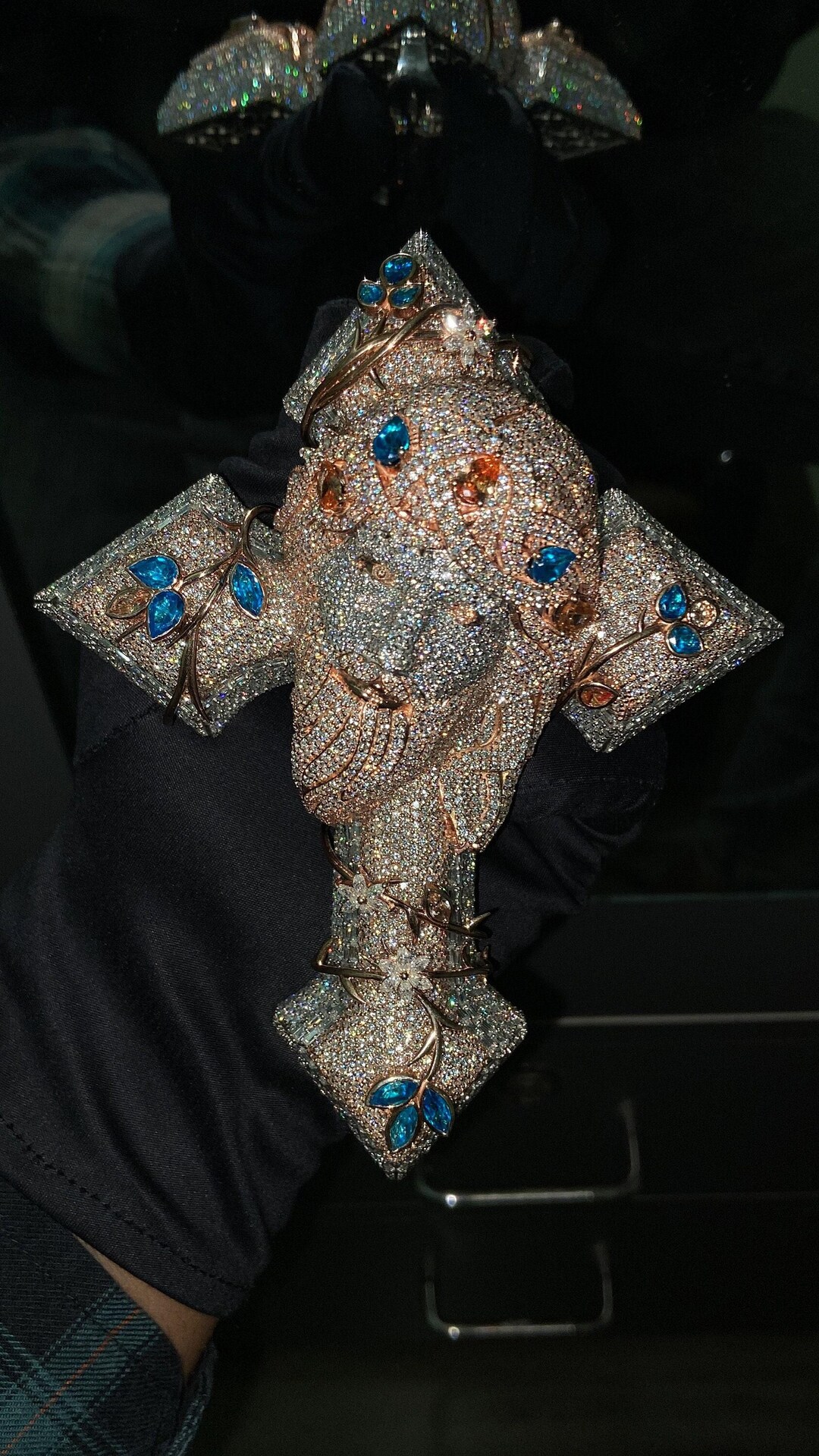 Jesus Cross Iced Out Hip Hop Pendant Hidden Knife Chunky Moissanite ...