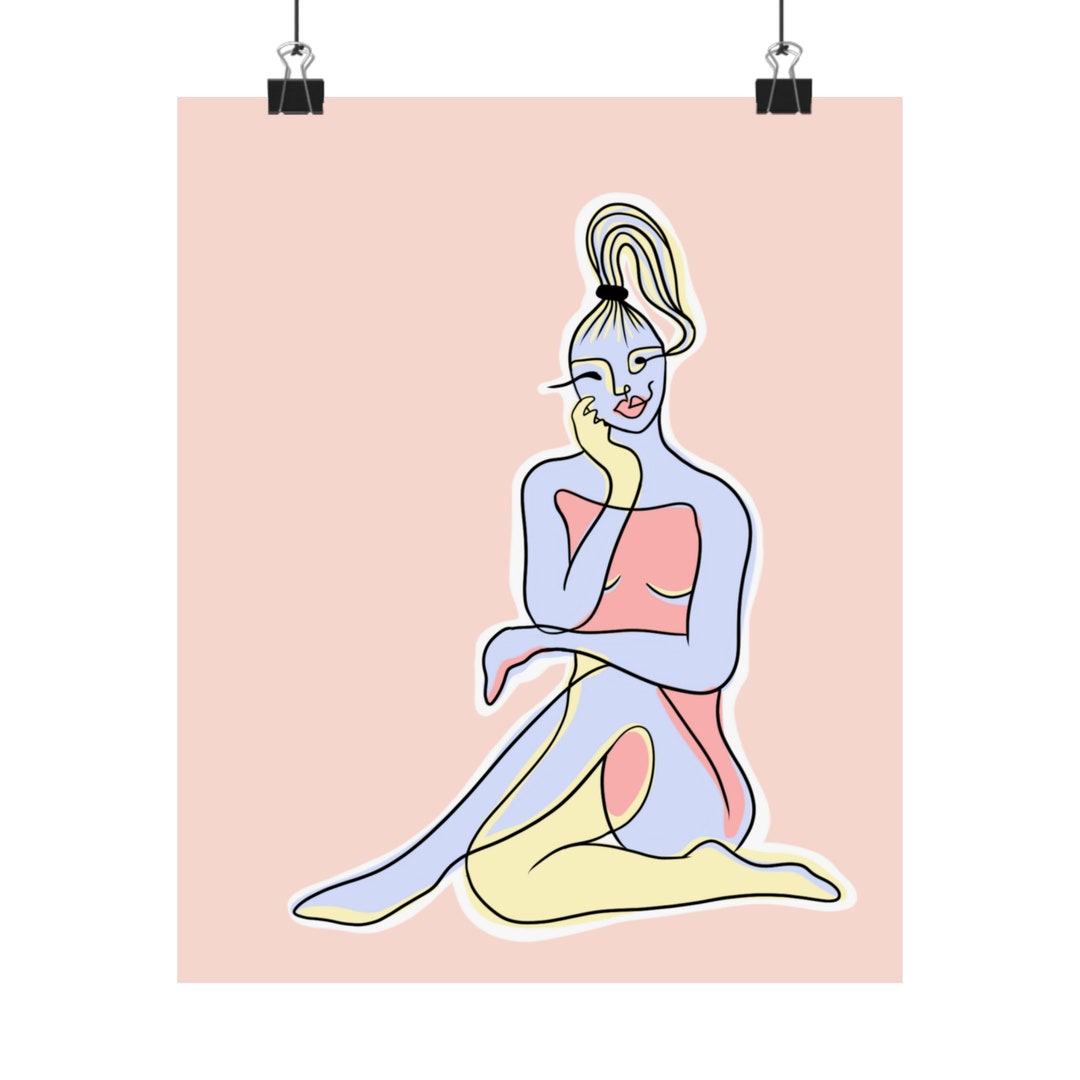 Girl Line Art 9x11 Matte Vertical Posters - Etsy