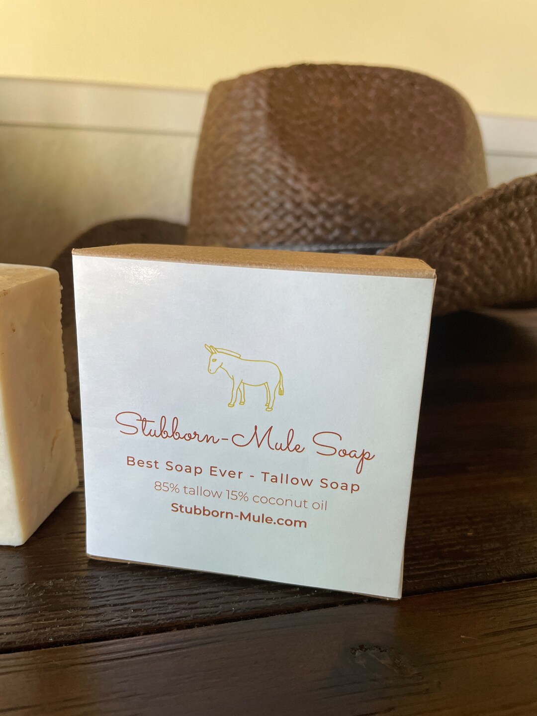 STUBBORN-MULE SOAP. 4 in 1 Soap to Clean, to Shampoo, to Shave, to Moisturize. Last up to 2x as ...