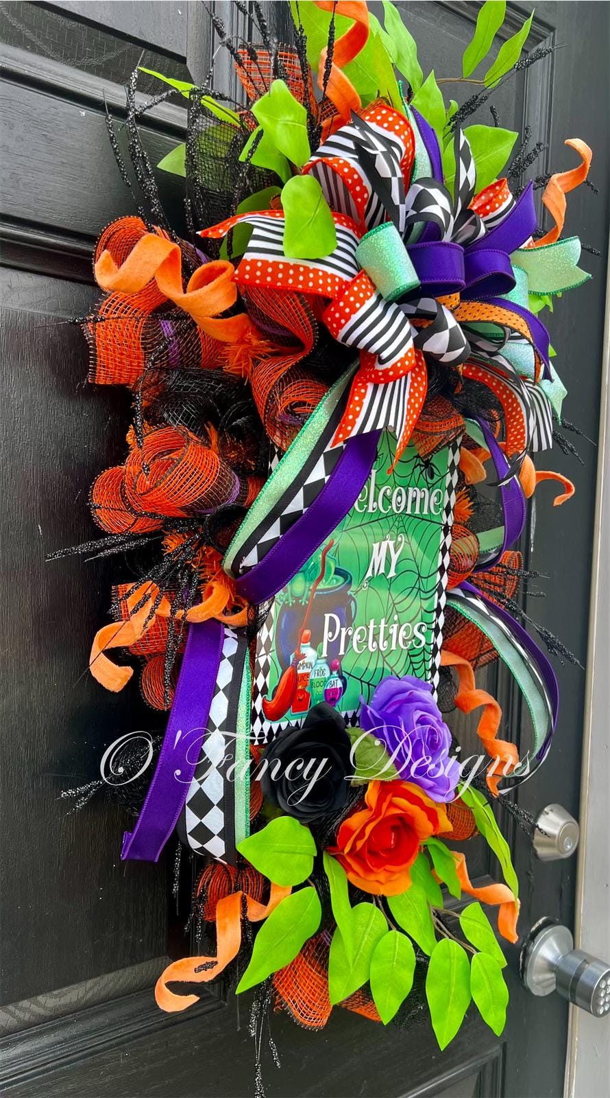 Halloween Door Swag: "welcome My Pretties" Metal Sign - Etsy