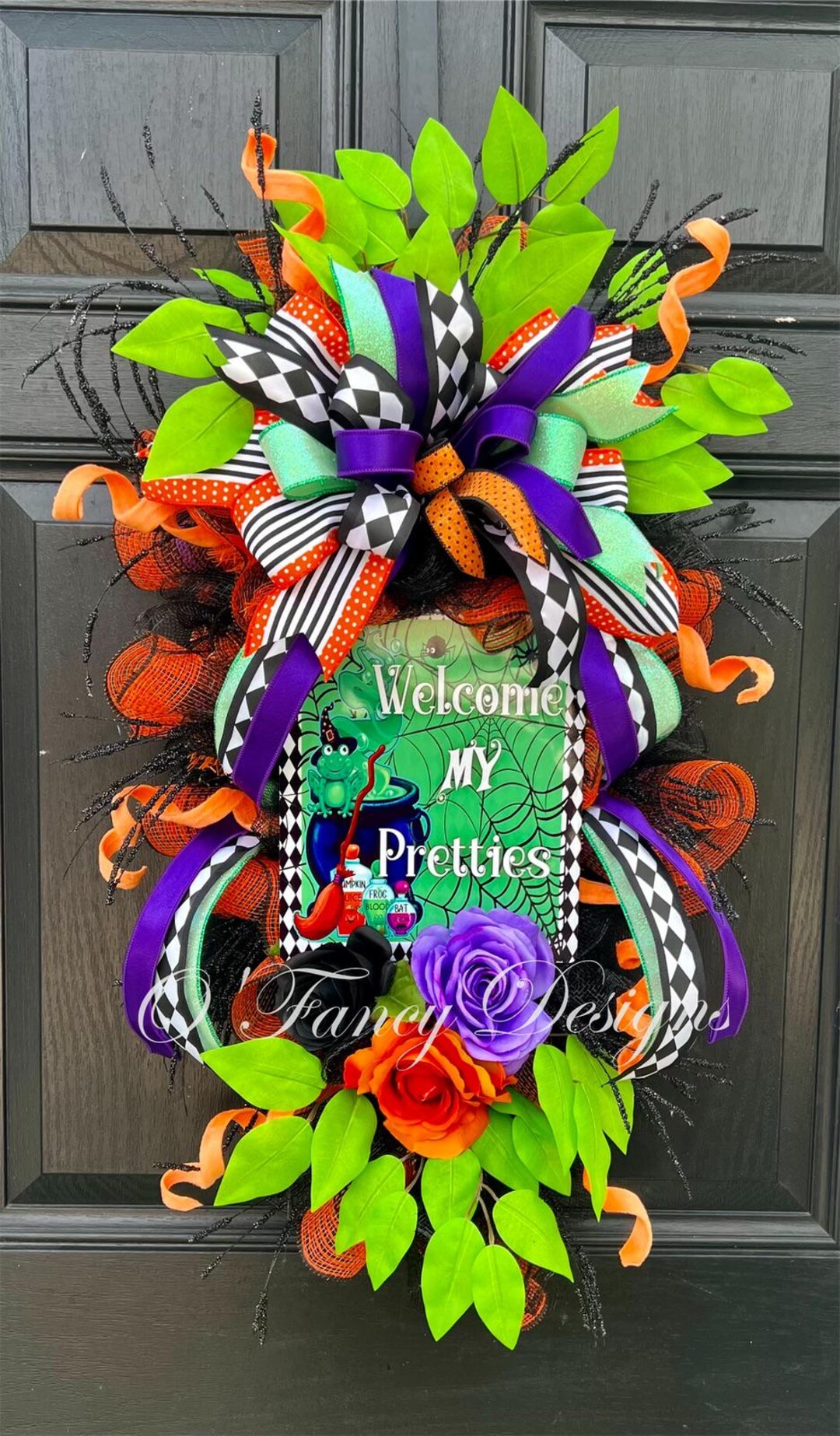 Halloween Door Swag: "welcome My Pretties" Metal Sign - Etsy