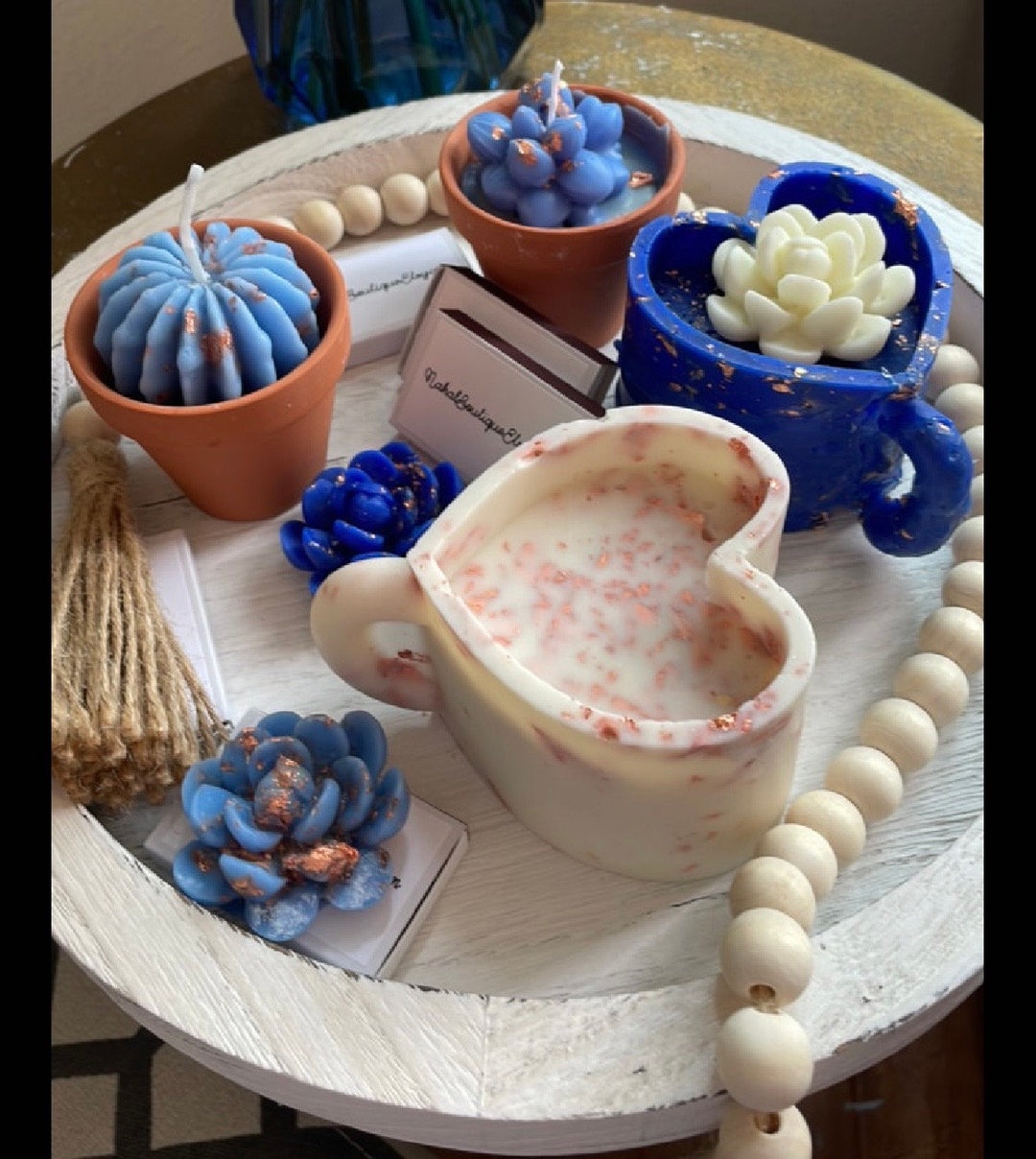Succulent & Cactus Candles, Peony Candles, Mini Florals - Etsy