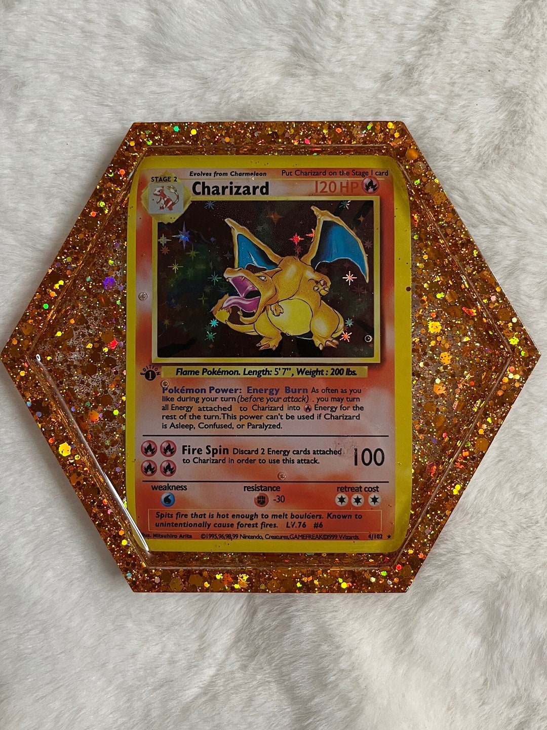 Charizard Base Set 4/102 1st Edition Handmade Holo Proxy Card Epoxy ...