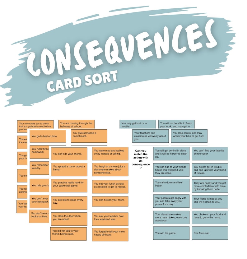 Consequences Card Sort Social Emotional Learning Impulse Control ...