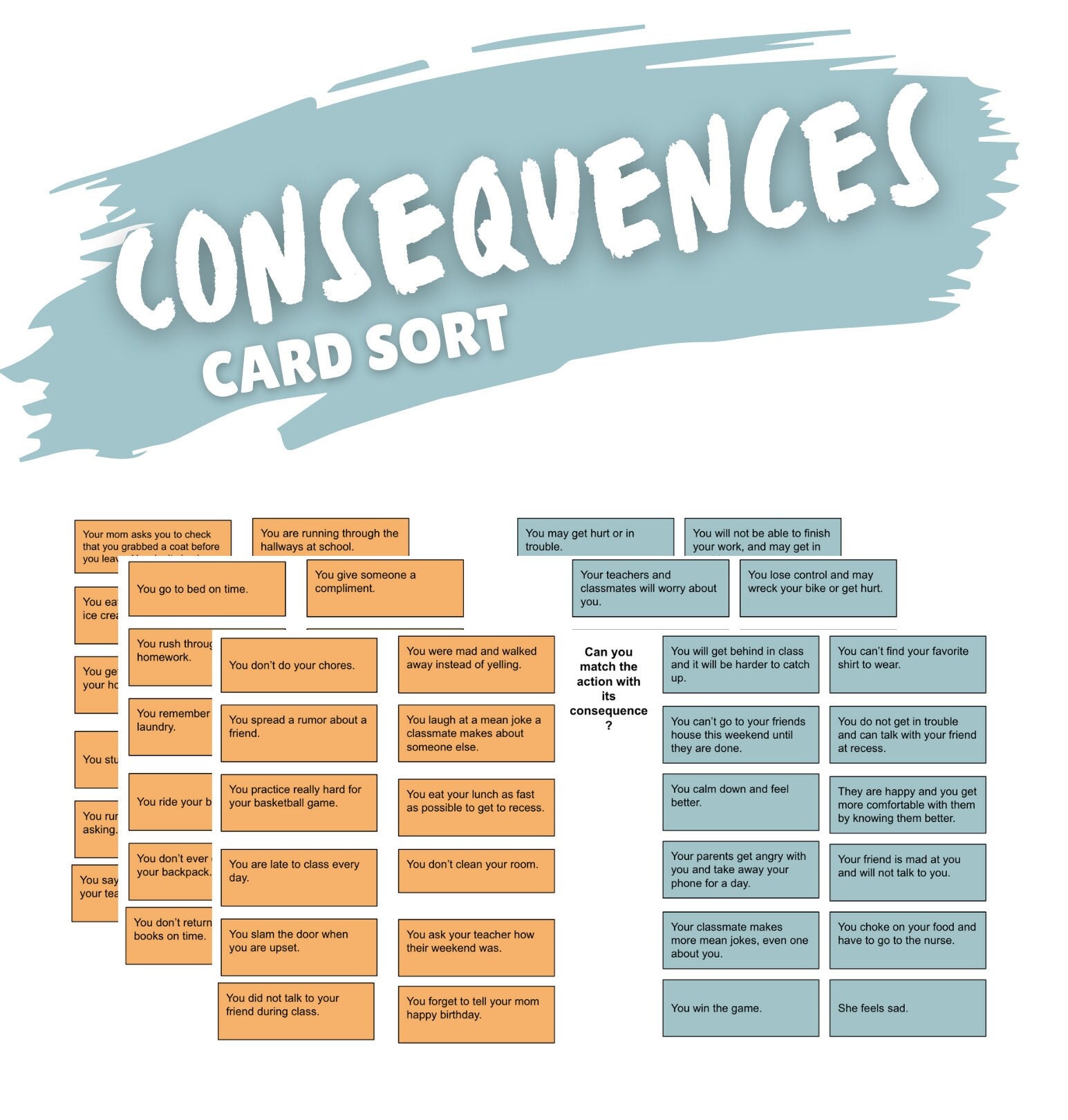Consequences Card Sort Social Emotional Learning Impulse Control ...