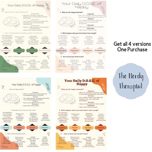 Dose of Happy Mental Health Handout for Therapy, DOSE Neurotransmitters ...