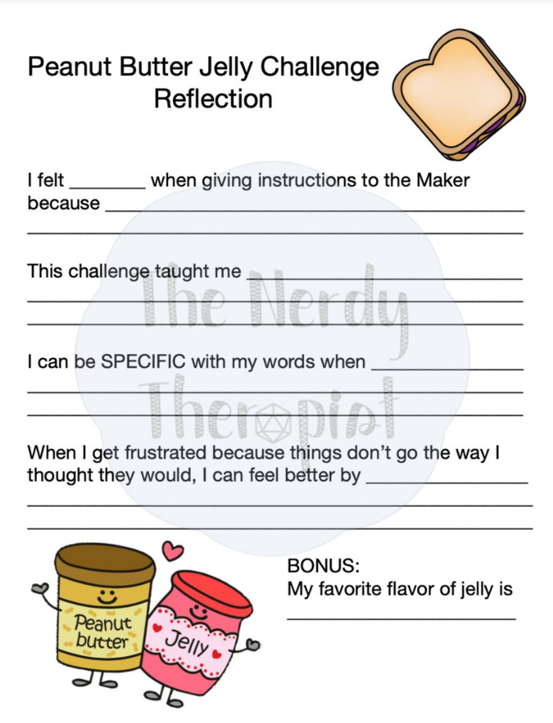 Peanut Butter Jelly Challenge Communication and Frustration Tolerance ...