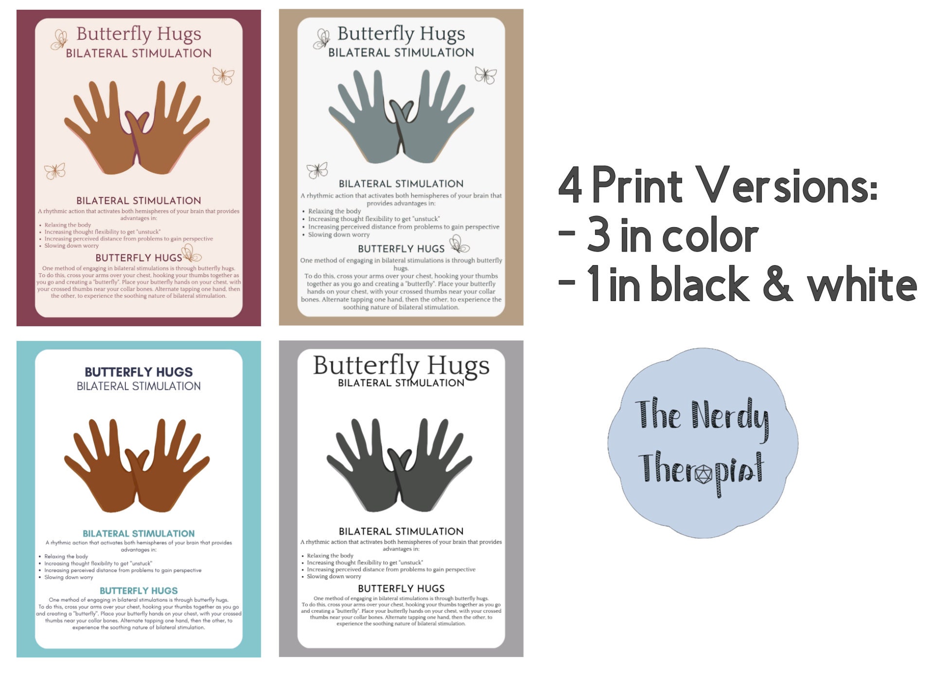 Butterfly Hugs Bilateral Stimulation Soothing Coping Skill Poster ...