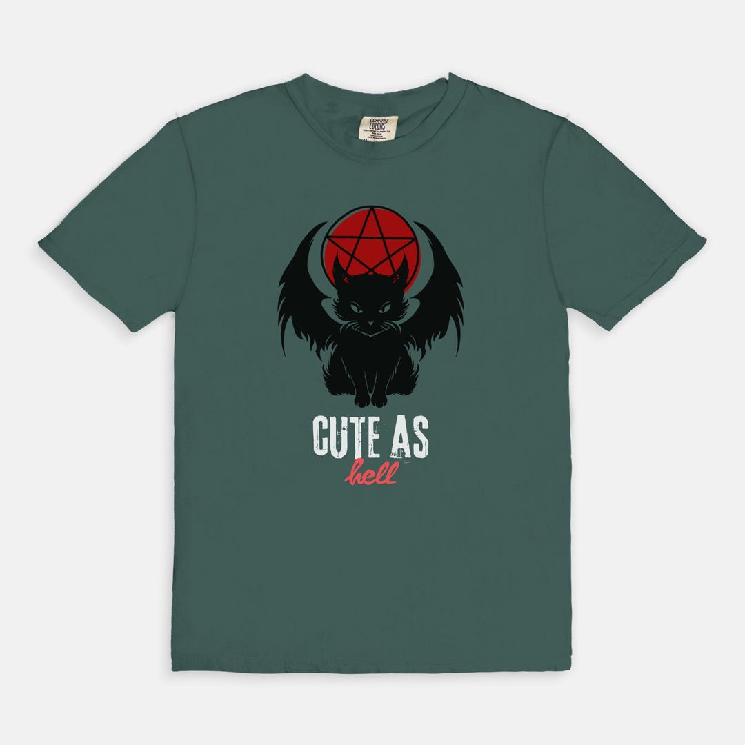 Cute as Hell Demon Cat Satanic Theme Comfort Colors Tee Shirt - Etsy