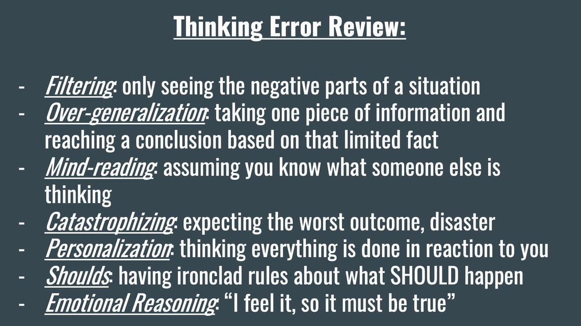 Thinking Errors Activity Wizard of Oz Themed Cognitive Distortions ...