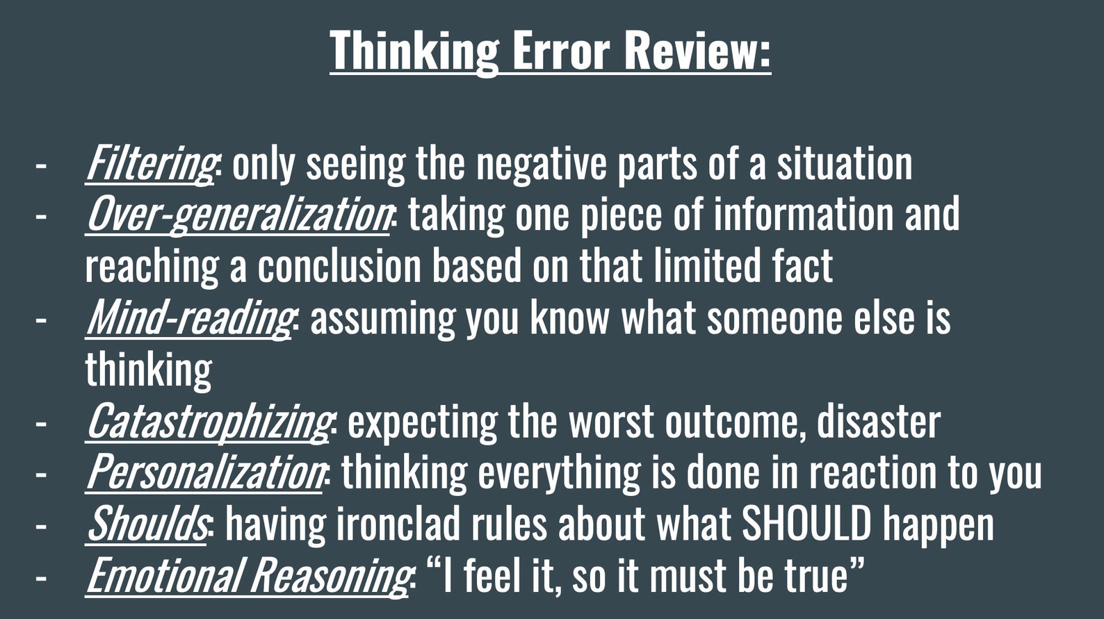 Thinking Errors Activity Wizard of Oz Themed Cognitive Distortions ...