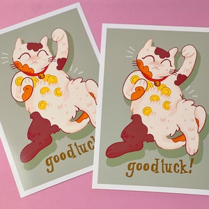 Lucky Calico Cat - Kawaii Matte Postcard Print - Etsy