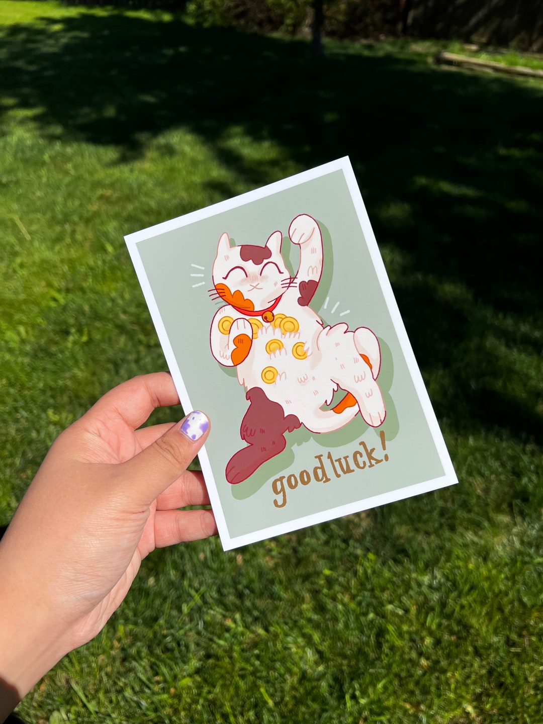 Lucky Calico Cat - Kawaii Matte Postcard Print - Etsy
