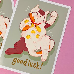 Lucky Calico Cat - Kawaii Matte Postcard Print - Etsy