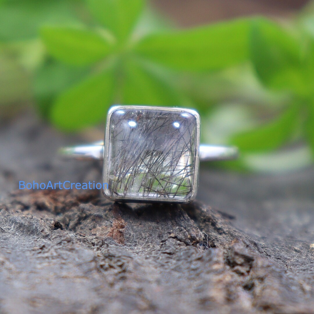 Tourmalinated Quartz Ring, 925 Sterling Silver Ring, Christmas Ring ...