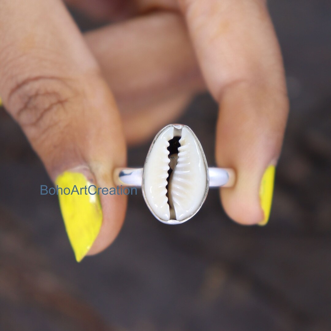 Cowrie Shell Silver Ring, Sterling Silver Ring, Kauri Bohemian Unisex ...