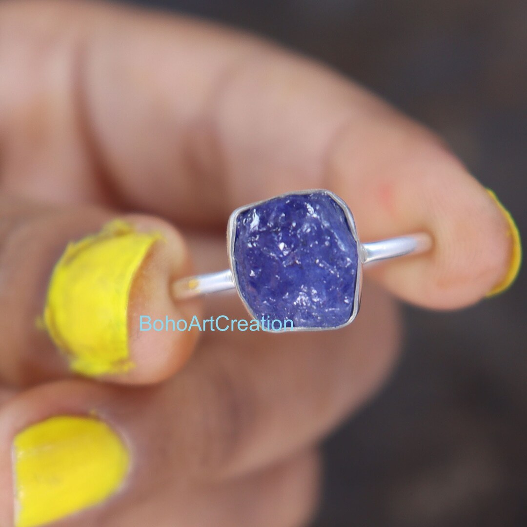 Raw Tanzanite Ring, Natural Rough Tanzanite Ring, 925 Sterling Silver ...