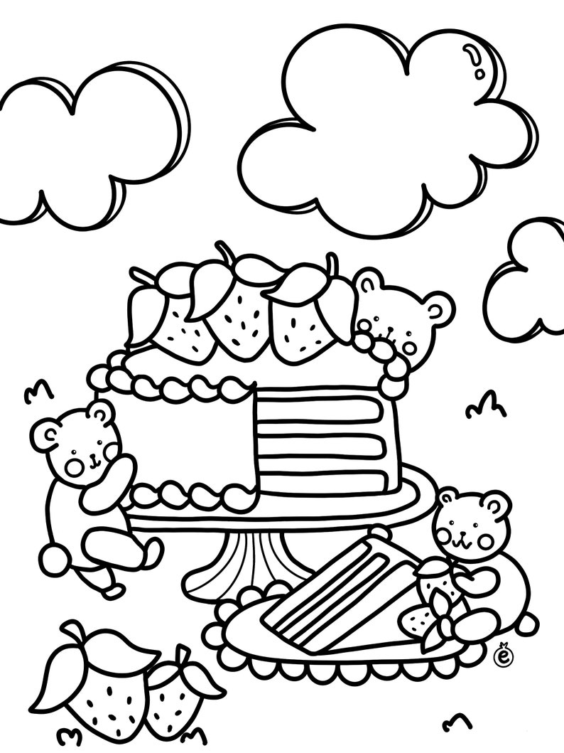 Instant Download Coloring Pages | Cute Animal Dessert Theme | Set of 8 ...