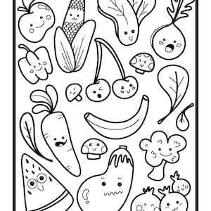 Alphabet Coloring Book Fruits and Veggies - Instant Download - A to Z ...