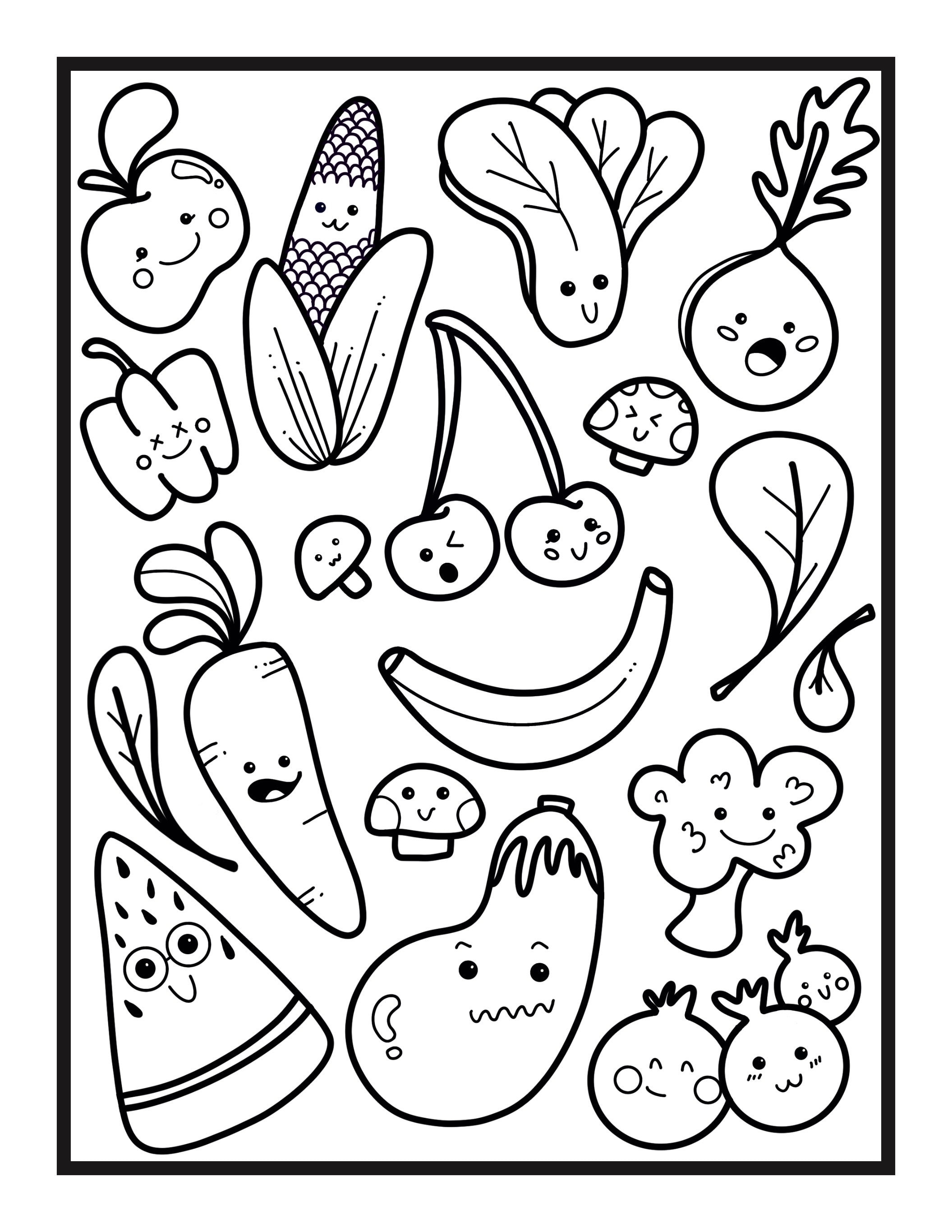 Alphabet Coloring Book Fruits and Veggies - Instant Download - A to Z ...