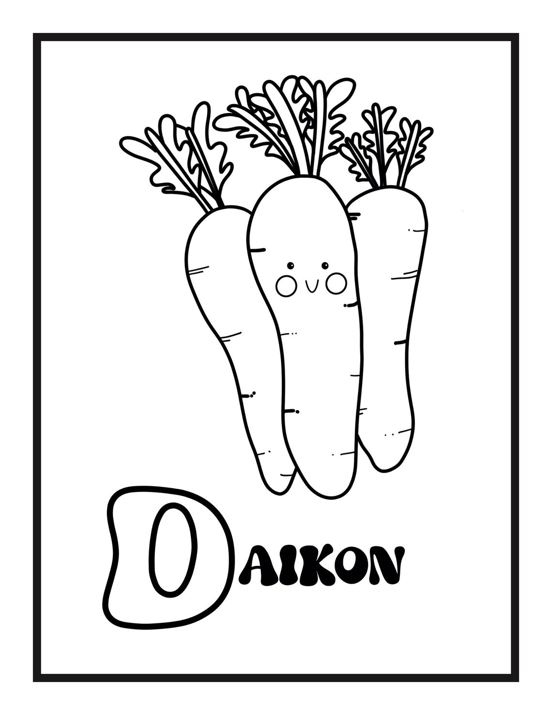 Alphabet Coloring Book Fruits and Veggies Instant Download A to Z Asian ...