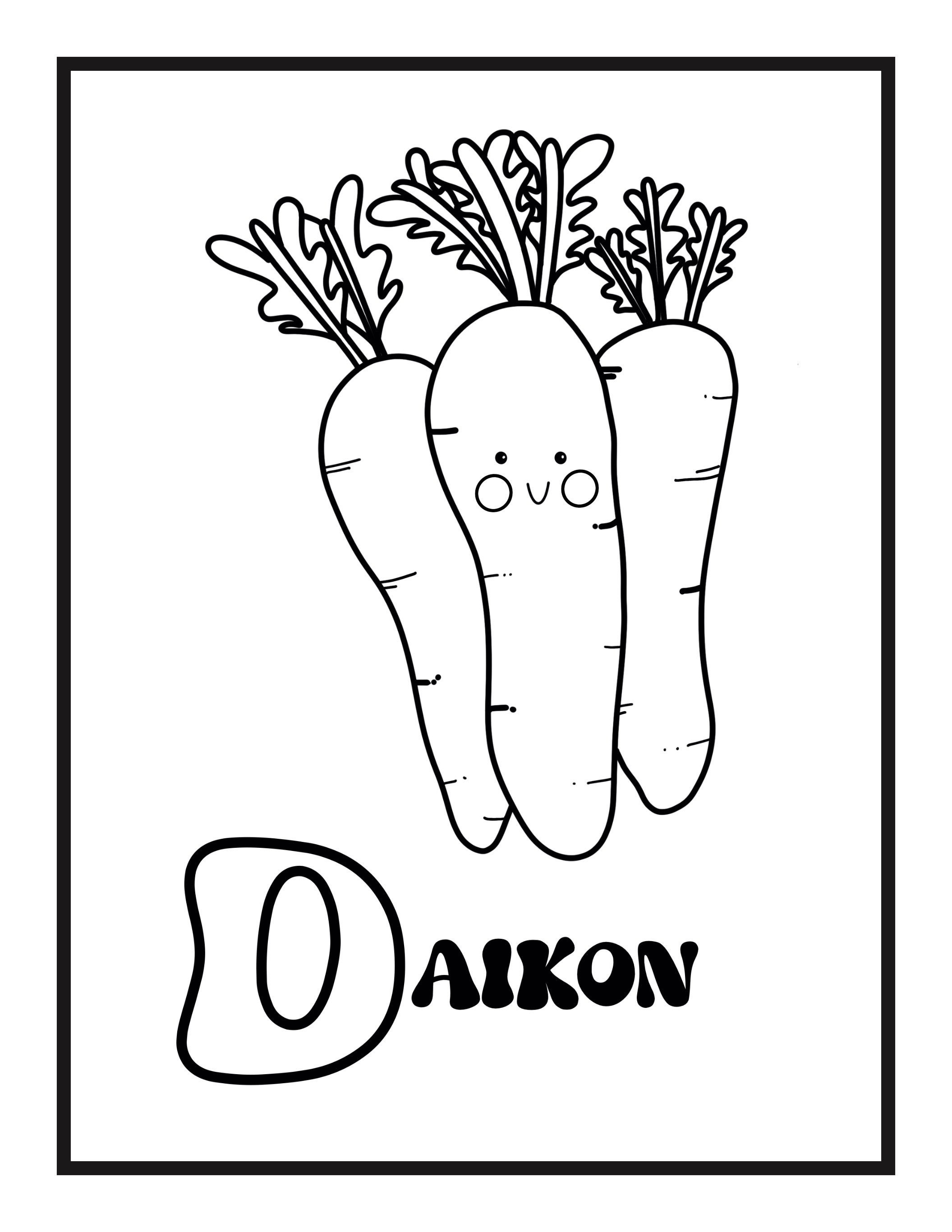 Alphabet Coloring Book Fruits and Veggies - Instant Download - A to Z ...