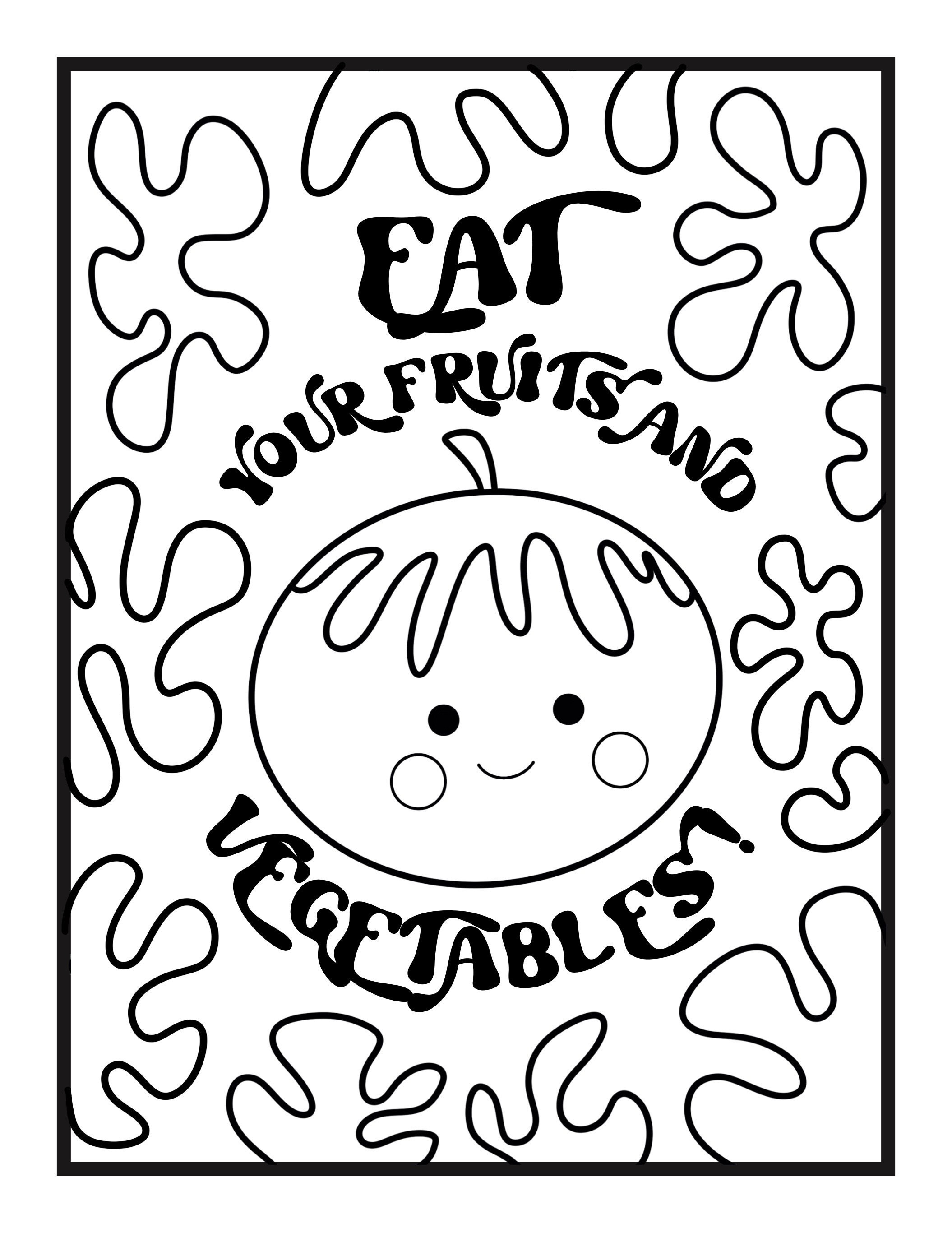 Alphabet Coloring Book Fruits and Veggies - Instant Download - A to Z ...