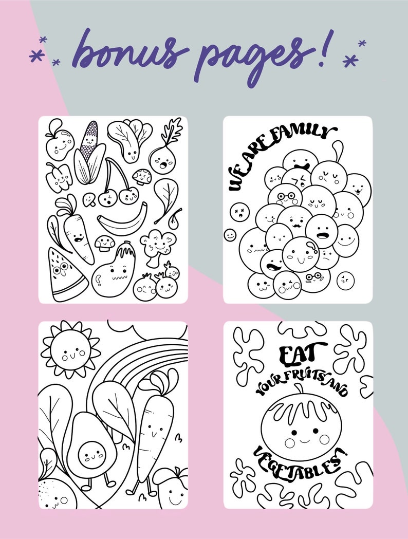 Alphabet Coloring Book Fruits and Veggies - Instant Download - A to Z ...