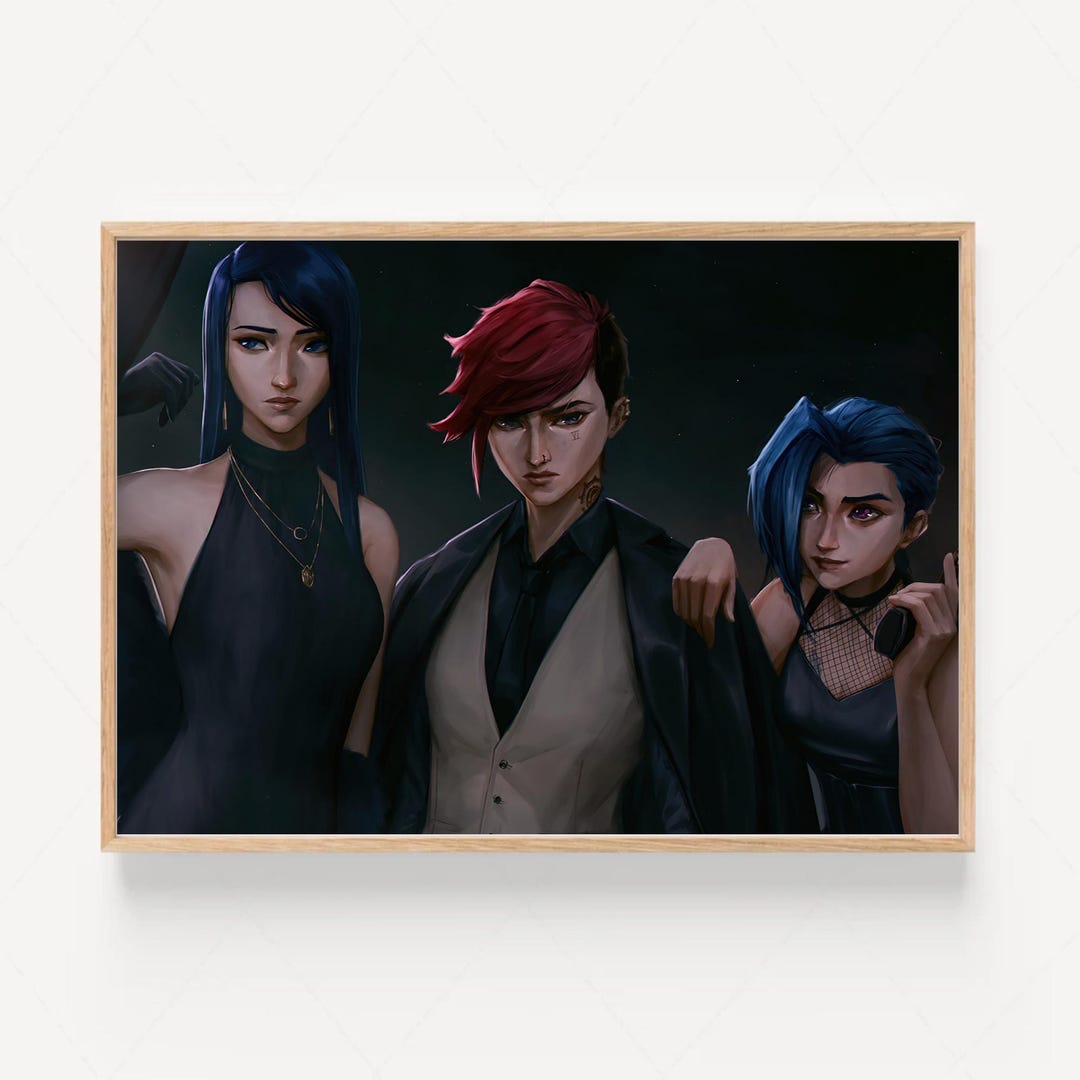 Arcane Poster, Vi, Jinx and Caitlyn Wall Art, League of Legends Art ...