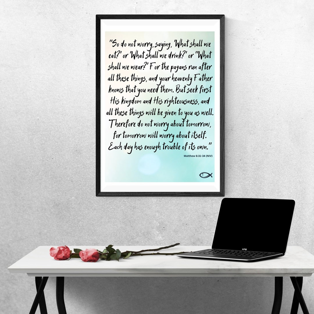 Matthew 6:31-34 NIV Digital Poster Print Instant Download Amazing ...
