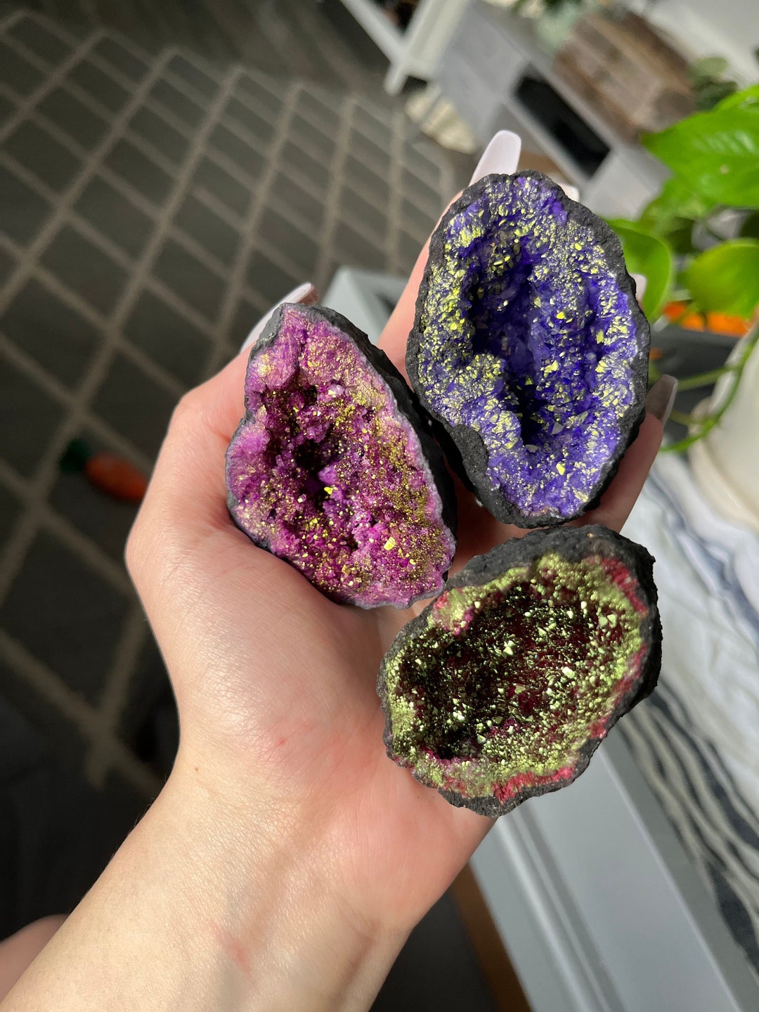 SMALL GEODES Pink/purple/green - Etsy