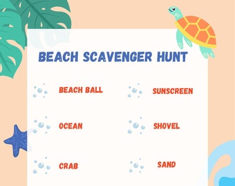 Beach Scavenger Hunt Summer Scavenger Hunt for Kidsn Beach - Etsy