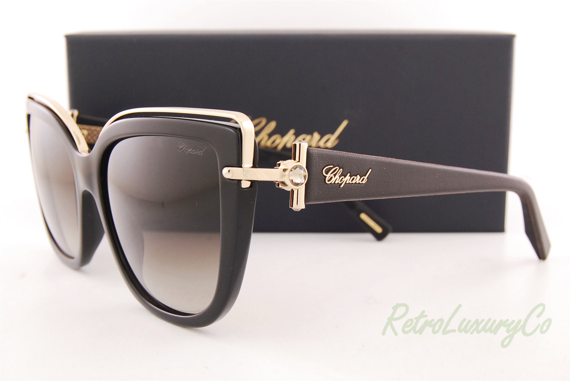 New Chopard Sunglasses Black/gold Frames Brown Gradient Lenses for ...