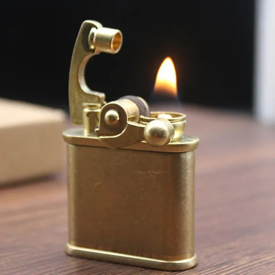 Vintage Brass Flint Torch Lighter Windproof Kerosene Wheel, Compact ...