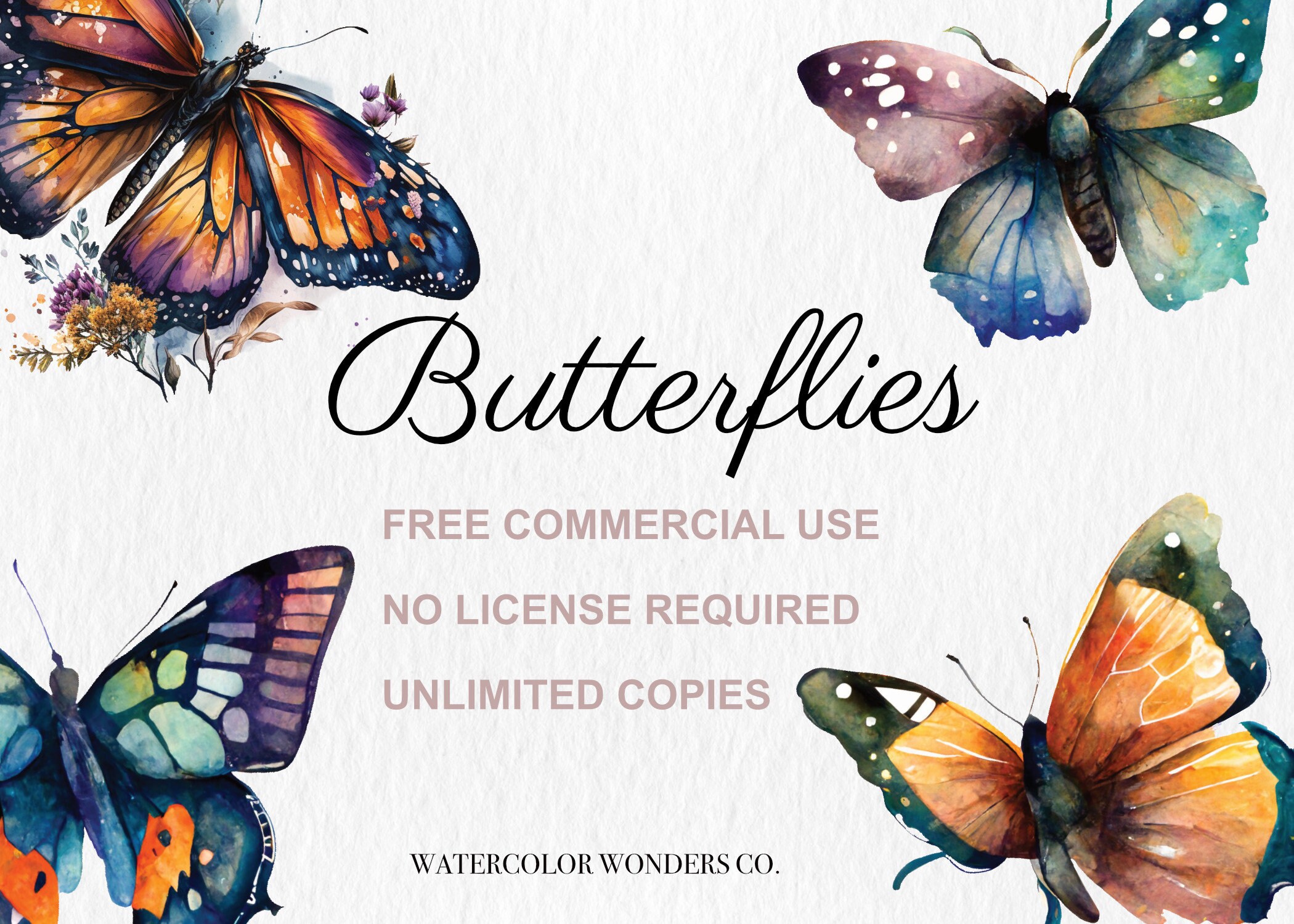 Monarch Butterfly Clipart, Watercolor Butterfly PNG, Floral Clipart ...