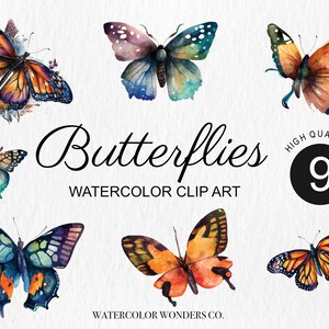Monarch Butterfly Clipart, Watercolor Butterfly PNG, Floral Clipart ...