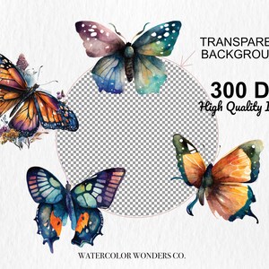 Monarch Butterfly Clipart, Watercolor Butterfly PNG, Floral Clipart ...