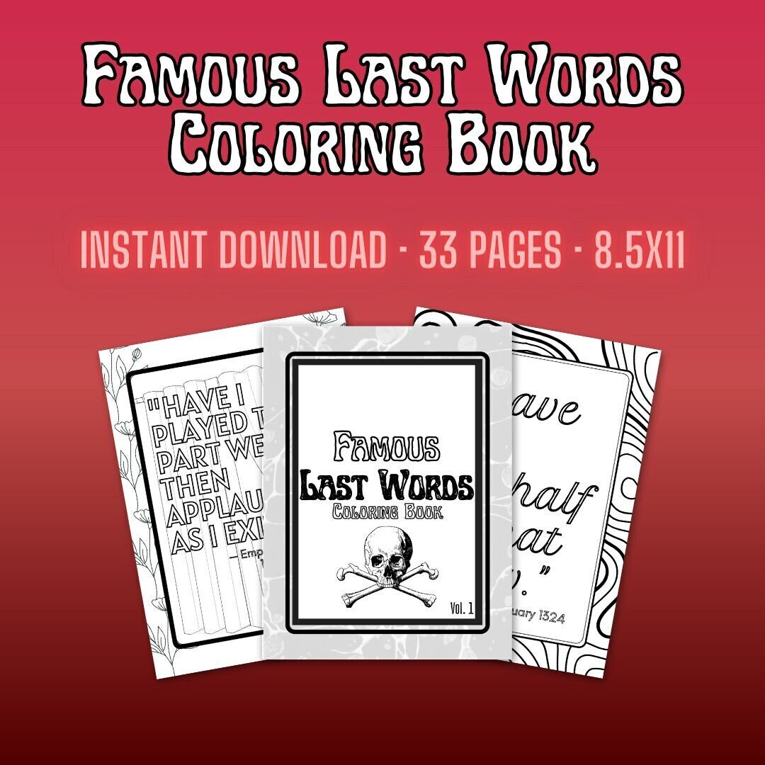 Famous Last Words Adult Coloring Pages Digital Download Volume 1: 495 ...