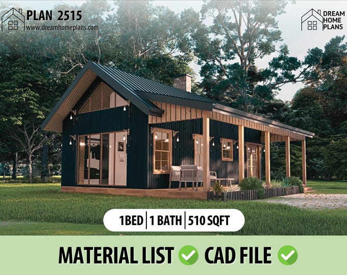 Moderne 1 Bett / 1 Bad Tiny Home Plans - Etsy.de